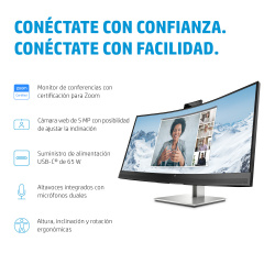 Compra Monitor Curvo HP 34" 3440x1440 75Hz HDMI/DP 40Z26AA | Cyberpuerta.mx