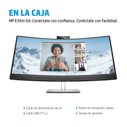 Compra Monitor Curvo HP 34" 3440x1440 75Hz HDMI/DP 40Z26AA | Cyberpuerta.mx