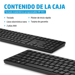 Compra Teclado HP 455, Inalámbrico, Negro (Inglés) 4R177AA | Cyberpuerta.mx