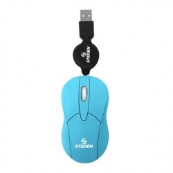 Compra Mouse Steren Óptico Alámbrico USB Retráctil 800DPI Azul COM ...