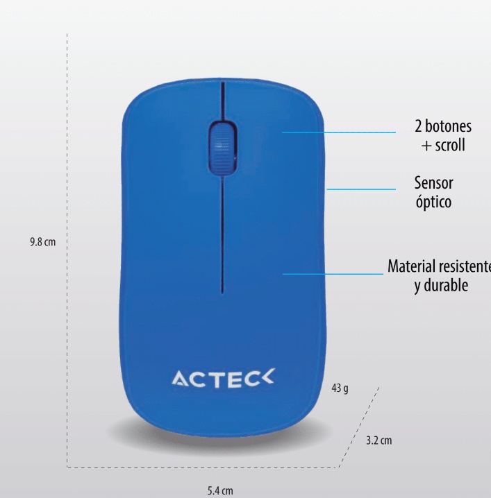 Compra Mouse Acteck Óptico ENTRY 210, Inalámbrico, 1000DPI, Azul AC ...