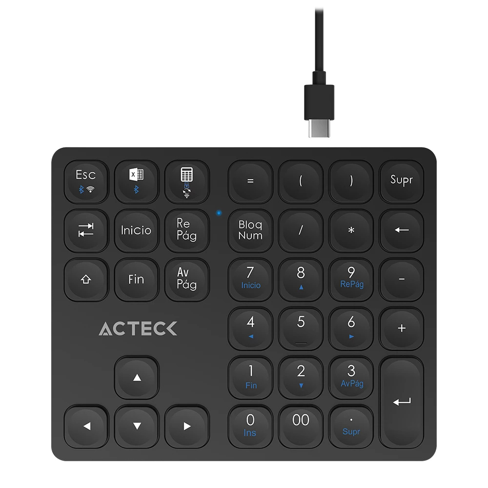 Compra Acteck TecladoNumérico Inalámbrico Bluetooth Negro | Cyberpuerta.mx