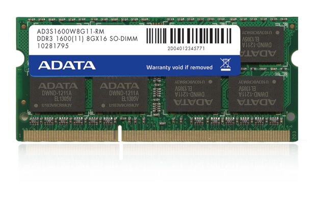 Compra Memoria RAM Adata DDR3, 1600MHz, 8GB, CL11, SO-DIMM AD3S1600W8G11-RM | Cyberpuerta.mx