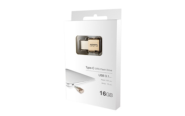 Memoria USB Adata UC350, 16GB, USB 3.1 Tipo C, Dorado | Cyberpuerta.mx