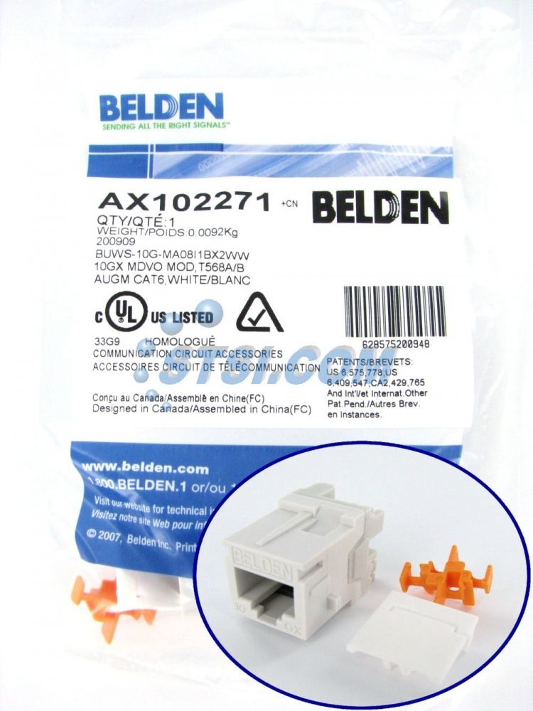 Compra Belden Jack de Red Cat6a, RJ-45, Blanco, AX102271 | Cyberpuerta.mx