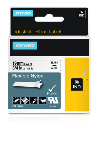 Compra Cinta Dymo 18489 Negro sobre Blanco, 19mm x 3.5m, para Rhino ...