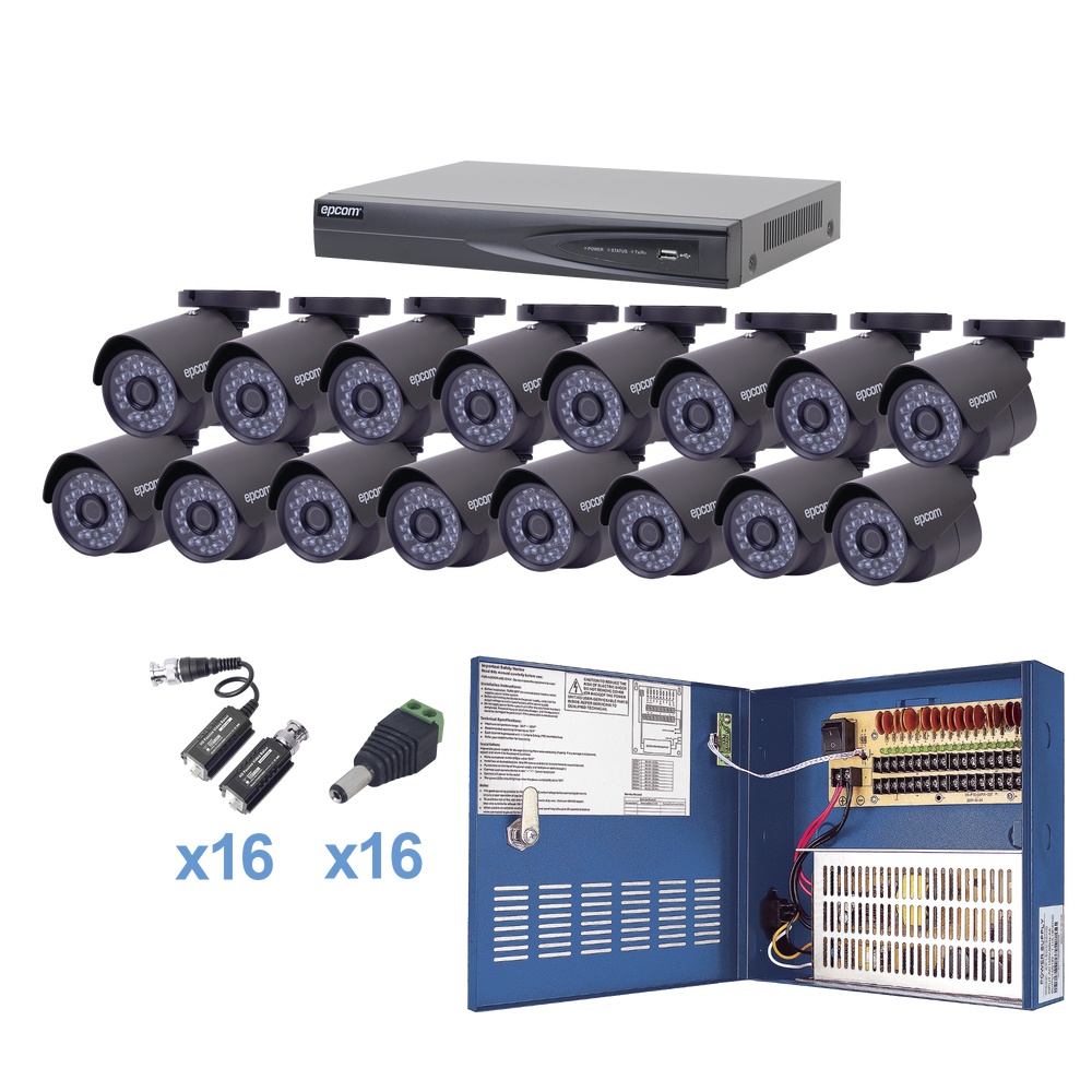 Compra Epcom Kit de Vigilancia 16 Cámaras CCTV 16 Canales KEVTX8T16B ...