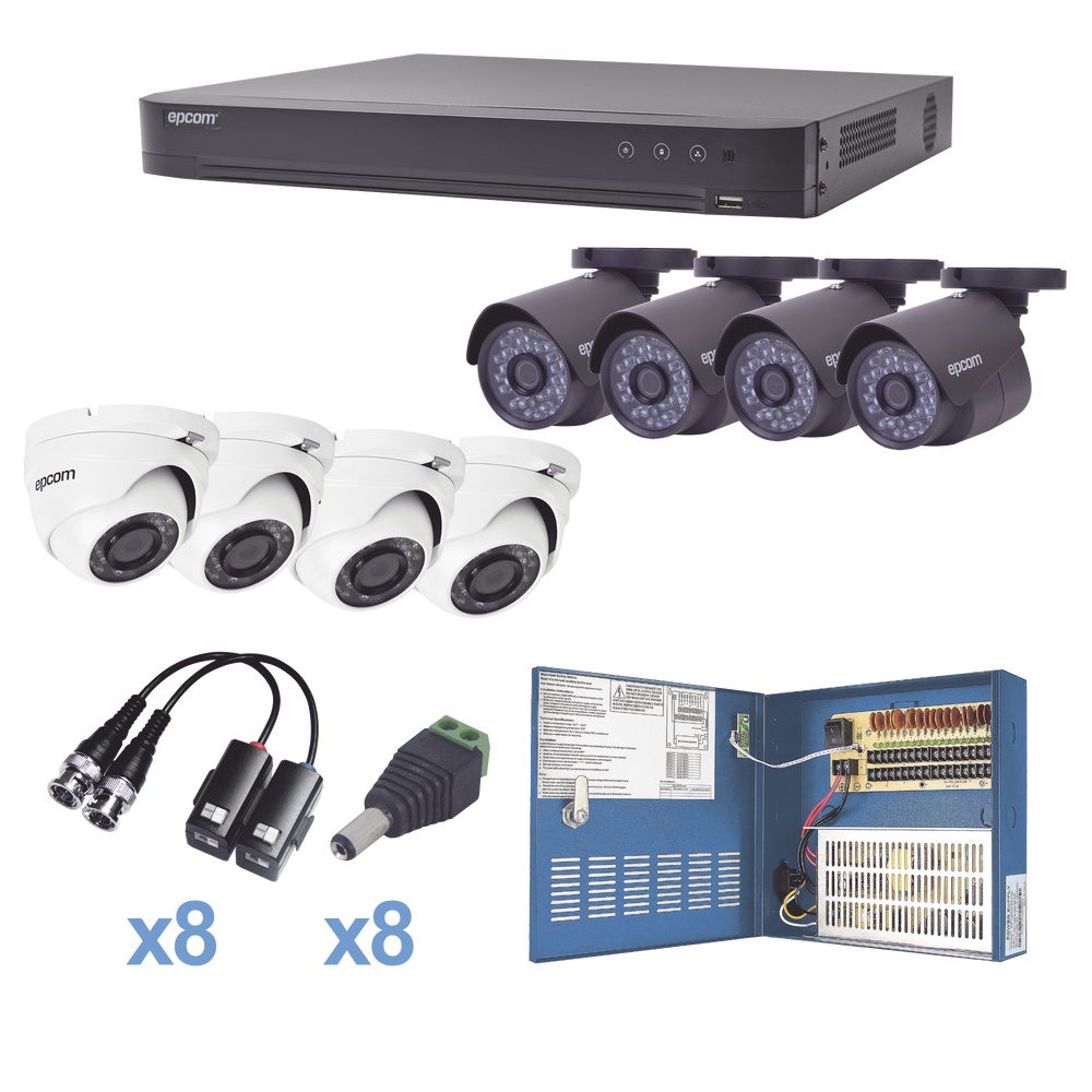 Compra Epcom Kit de Vigilancia 8 Cámaras CCTV 8 Canales KEVTX8T4B/4EW ...