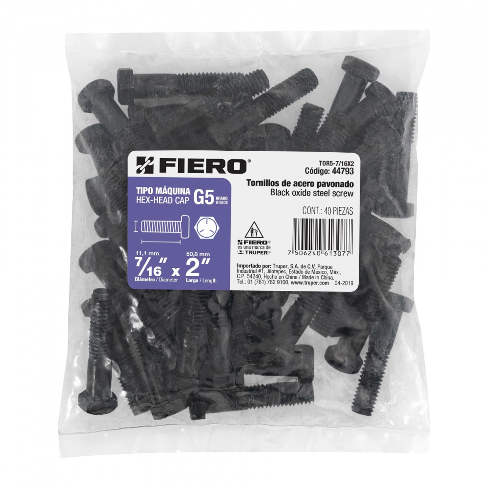 Compra Fiero Tornillo Grado 7/16 x 2'', 40 Piezas, Acero 44793 ...