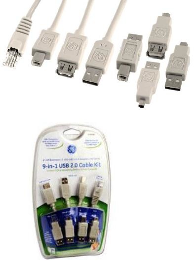 General Electric Cable USB 2.0 Macho, 9 Adaptadores, 4 Metros, Blanco ...
