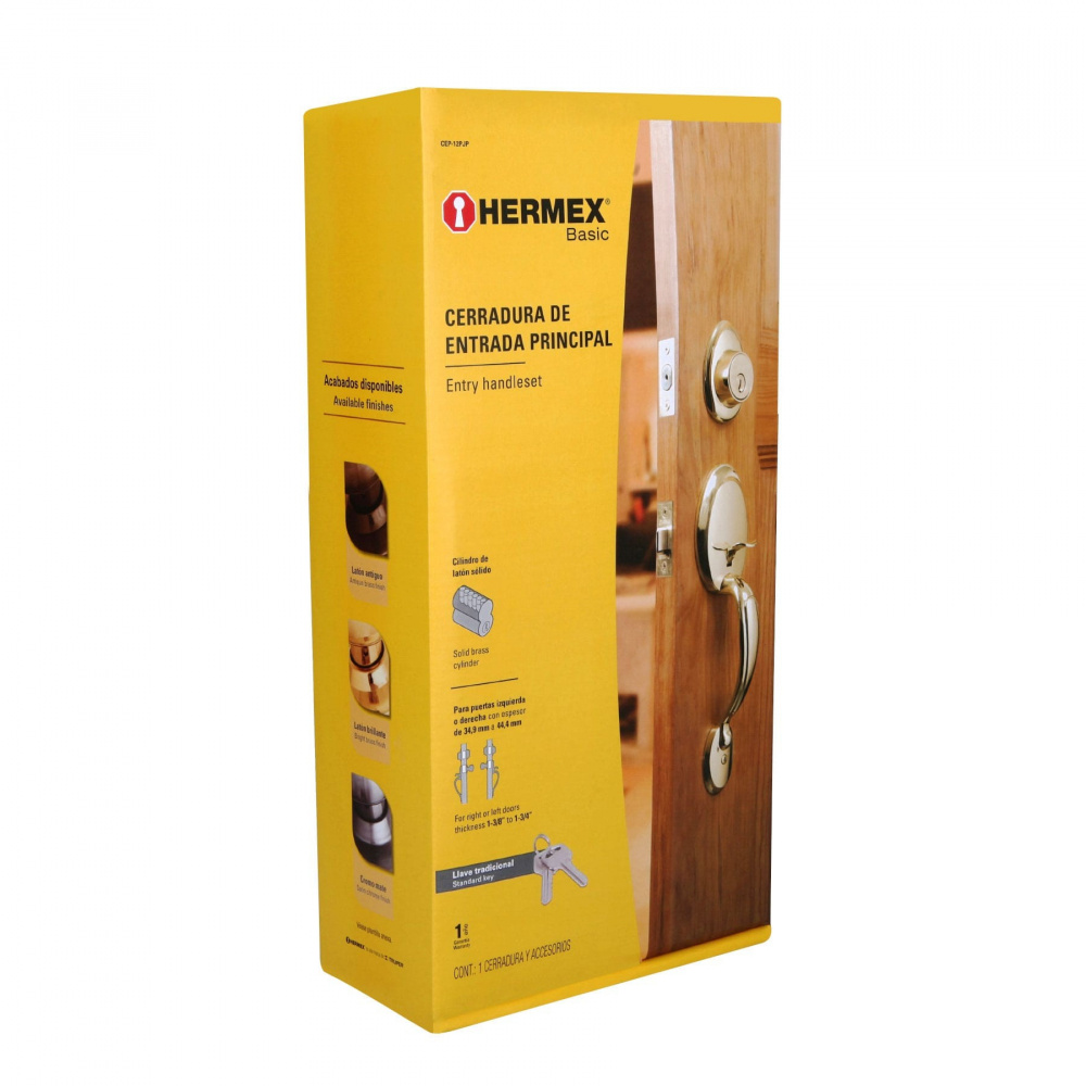 Compra Hermex Cerradura de Jaladera CEP-12PJP Latón Brillante, 23670 ...