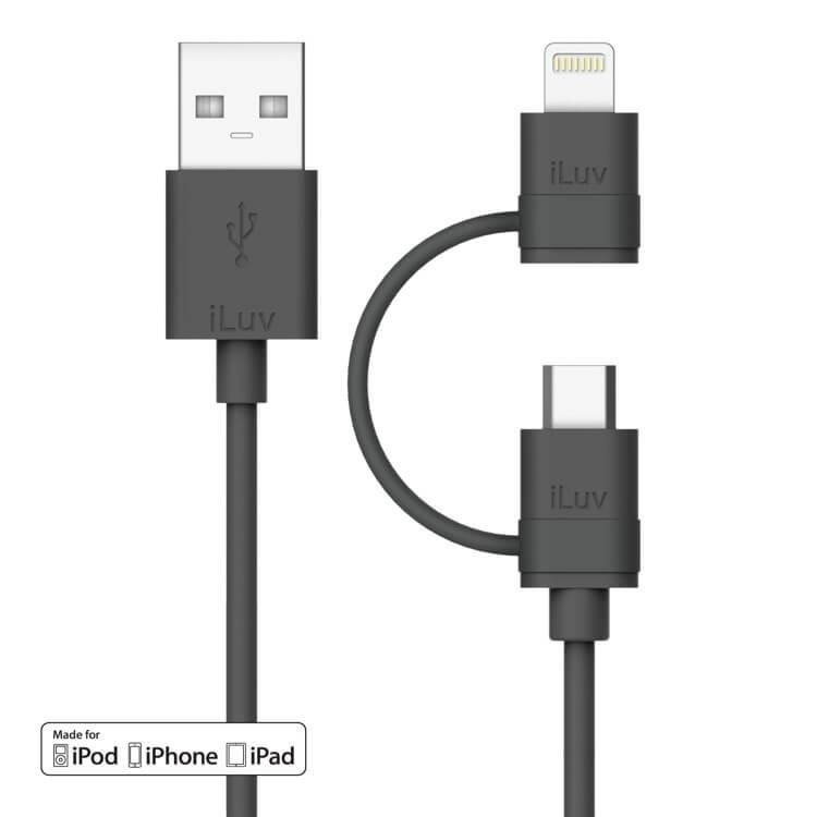 Compra iLuv Cable USB Macho - Lightning/Micro USB Macho, 1m, Negro ...