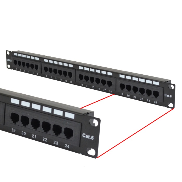 Logico Panel de Parcheo Cat6 UTP, 24 Puertos RJ45, Negro | Cyberpuerta.mx