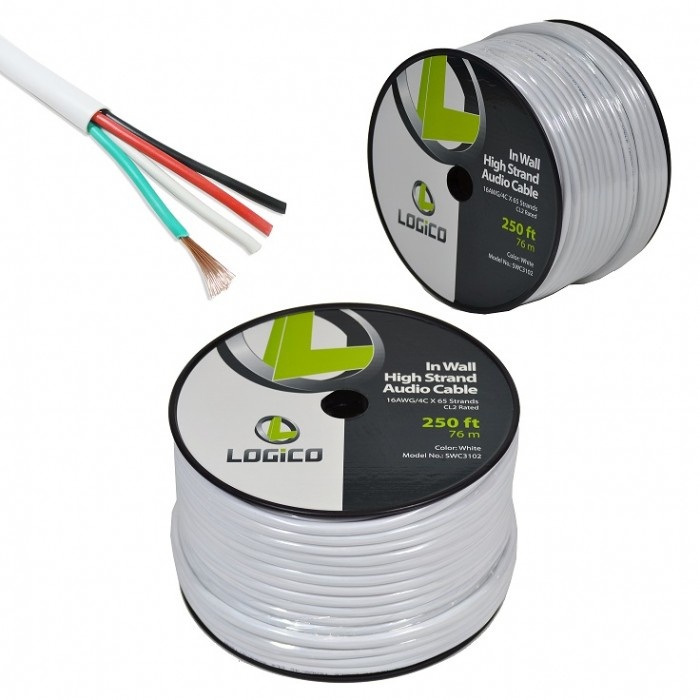 Logico Bobina de Cable de Audio Calibre 16, 76 Metros, 7.5mm, Blanco ...