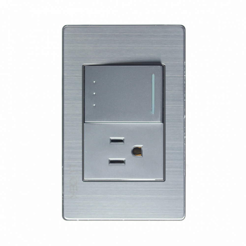 Compra Lucek Tomacorriente 1 Enchufe + 1 Apagador, Plata, BP07/3-M/A | Cyberpuerta.mx
