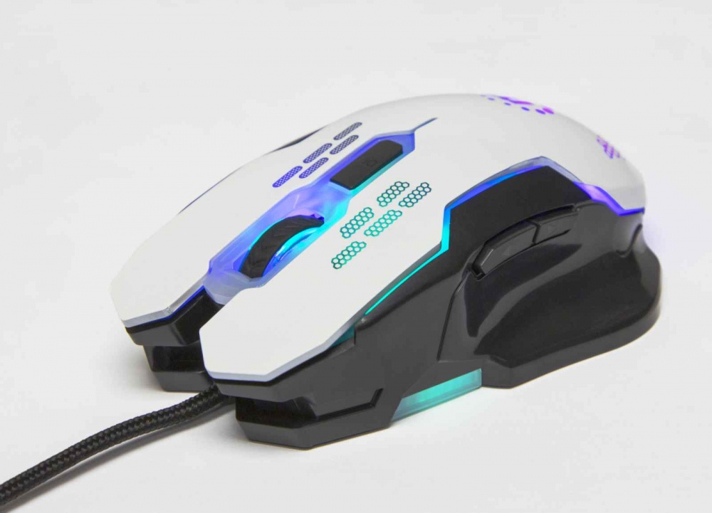 Compra Mouse Gamer Manhattan Óptico 179232 Alámbrico 2400DPI Blanco ...