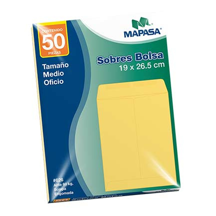 Compra Mapasa Sobre Bolsa, 500 Piezas, Tamaño 1/2 Oficio Color Crema ...