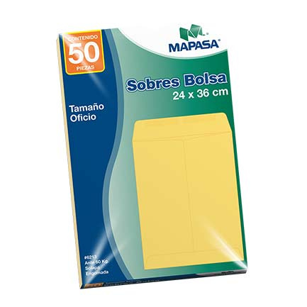 Compra Mapasa Sobre Tipo Bolsa Oficio Amarillo 50 Piezas | Cyberpuerta.mx