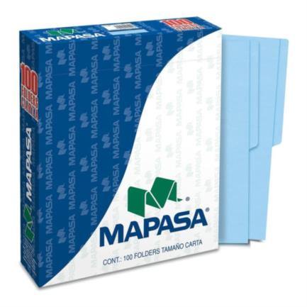 Compra Mapasa Fólder PU0032 Paquete de 100 Piezas Carta Azul Pastel ...