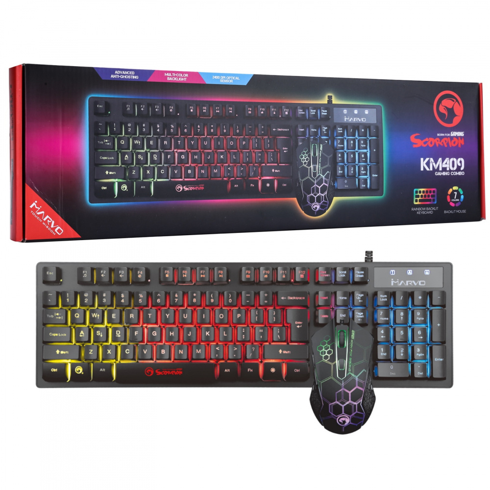 Compra Kit Gamer de Teclado y Mouse Marvo Scorpion RGB, Alámbrico ...