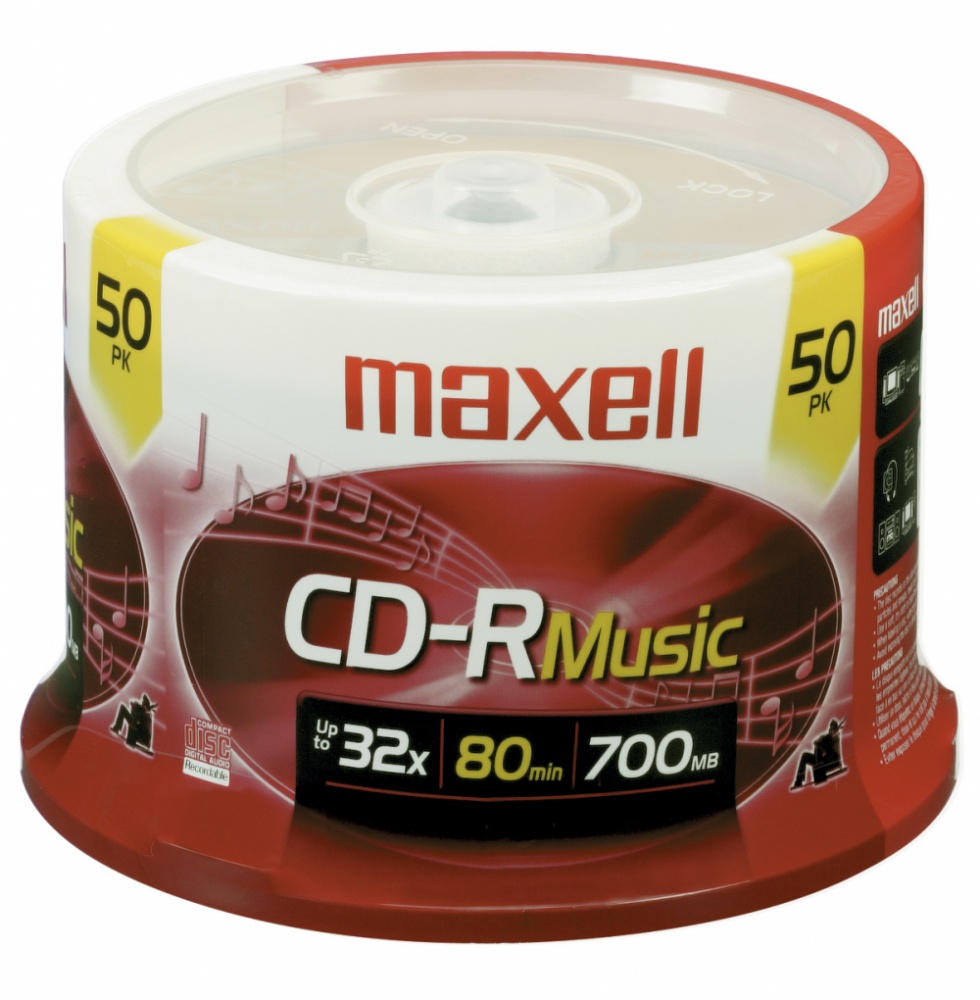 Maxell Torre de Discos Virgenes para CD, CD-R, 32x, 700MB - 50 Piezas ...