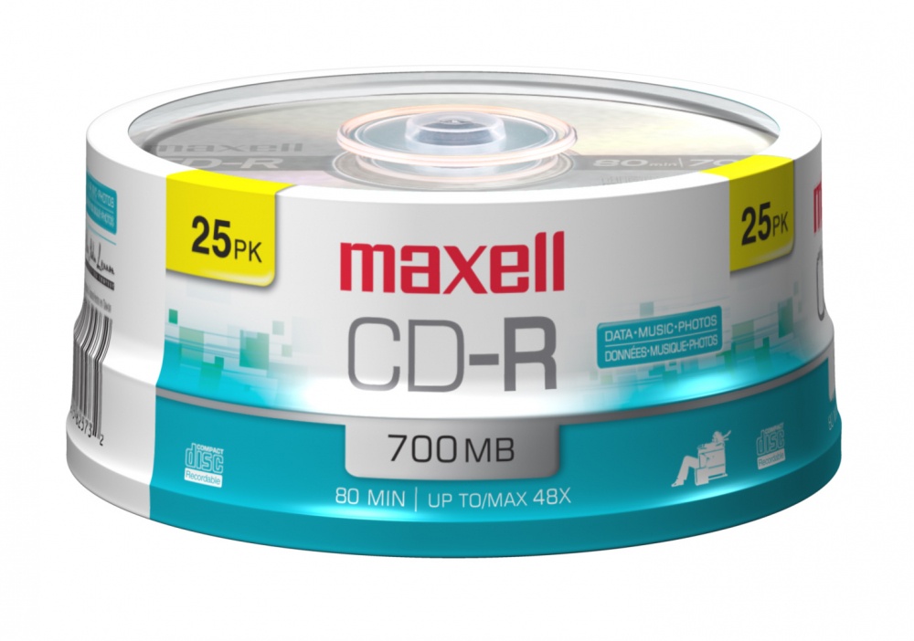 Compra Maxell Torre de Discos Virgenes, CD-R, 48x, 700MB - 25 Piezas ...