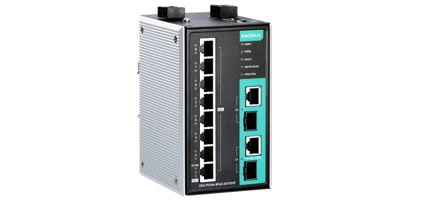 Compra Switch Moxa Gigabit Ethernet 8x PoE+, 2 SFP, EDS-P510A-8PoE-2GTXSFP | Cyberpuerta.mx