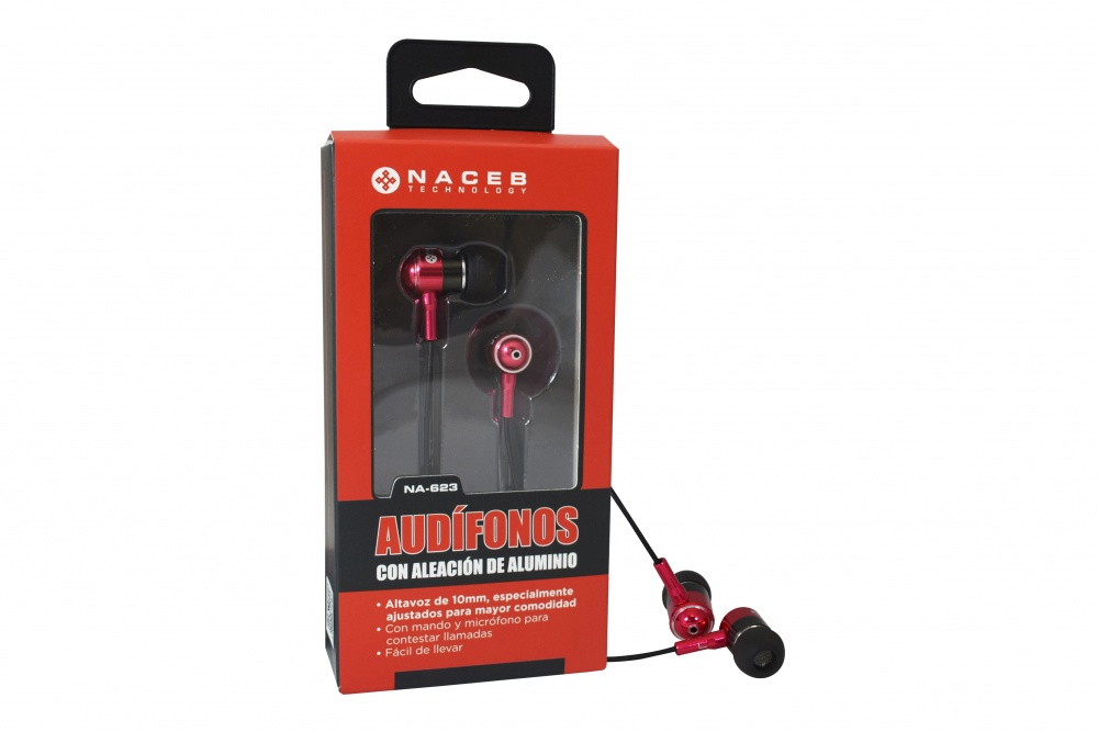 Compra Naceb Audífonos Intrauriculares NA-623R, Alámbrico, Rojo, NA ...