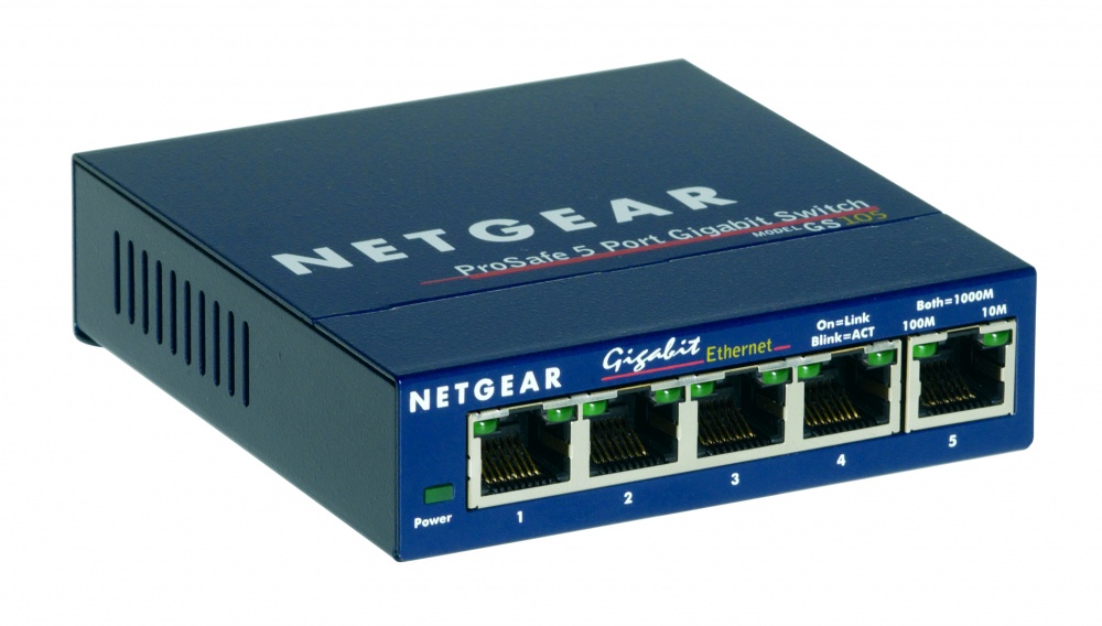 Switch Netgear Gigabit Ethernet ProSafe GS105, 5 Puertos 10/100 ...