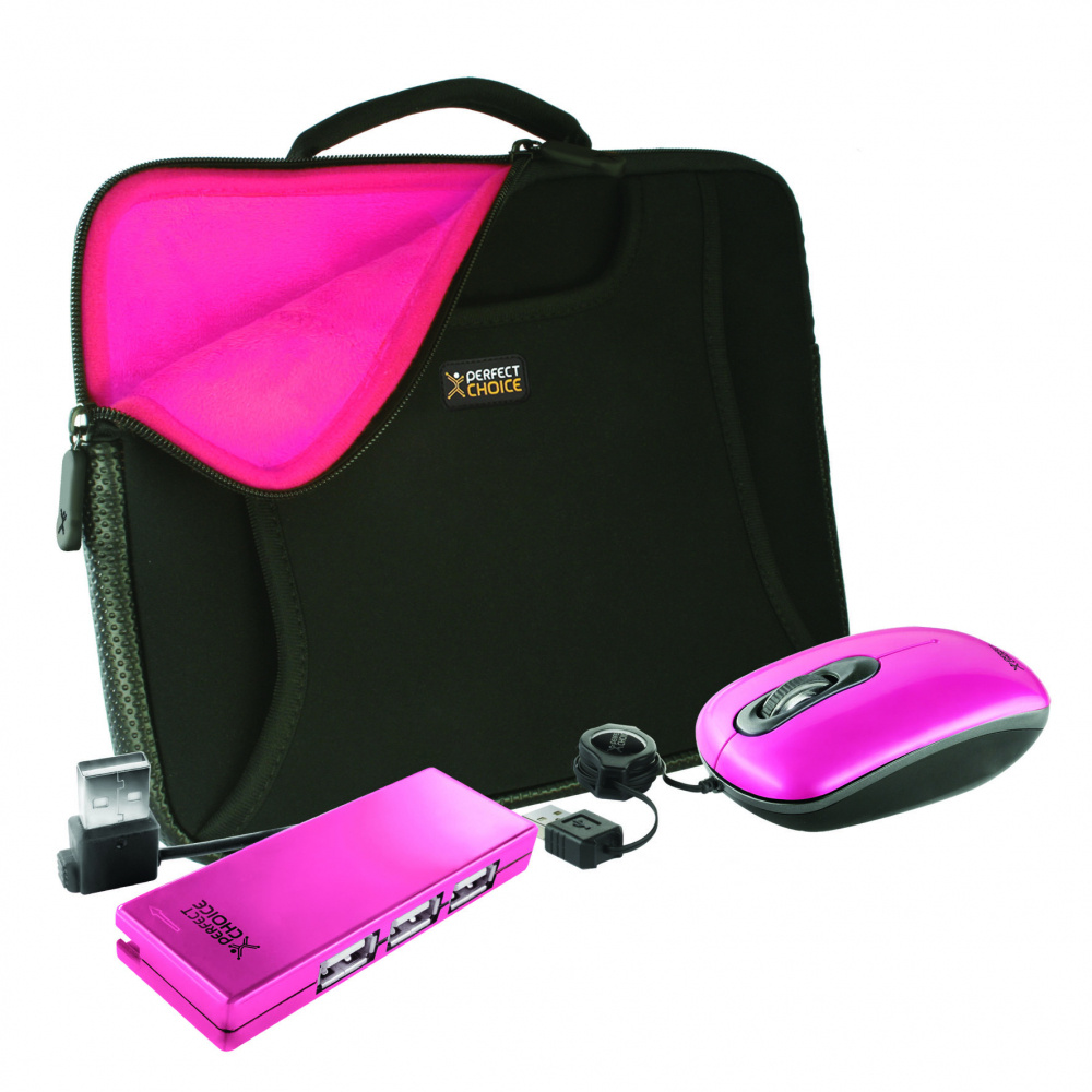 Compra Perfect Choice Kit 3 en 1 Funda 10'' + Ratón + USB Hub, Rosa PC ...