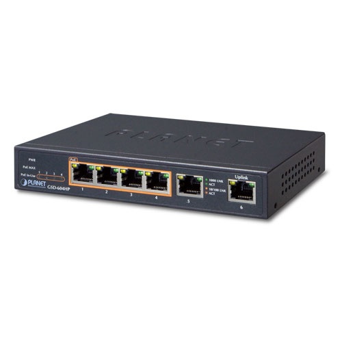Compra Switch Planet Gigabit Ethernet 55W, 4x PoE+, 2x Uplink, GSD ...