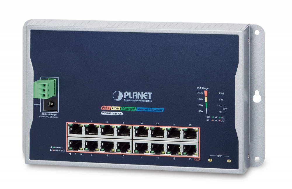 Compra Switch Planet Gigabit Ethernet, 16x PoE+, 2x SFP, WGS-4215-16P2S ...