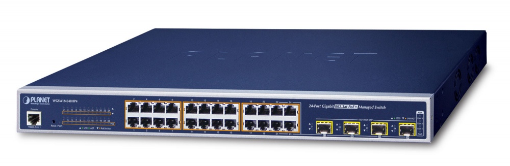Switch Planet Gigabit Ethernet 24 Puertos PoE+, 4x SFP, WGSW-24040HP4 ...