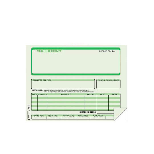 Compra Printaforma Poliza Cheque Original y Copia, 1/2 Oficio, B-1011 ...