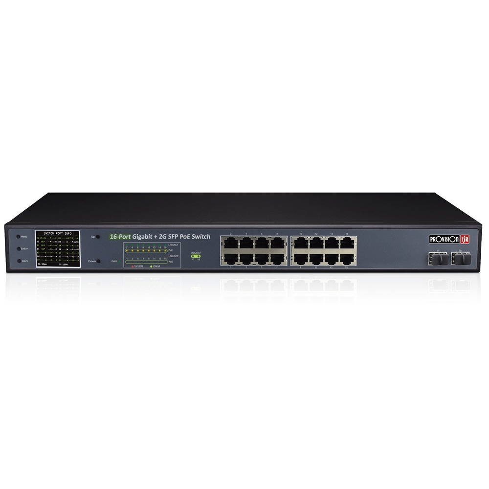 Switch Provision-ISR Gigabit Ethernet PoES-16300GCL+2SFP, 16 Puertos 10 ...