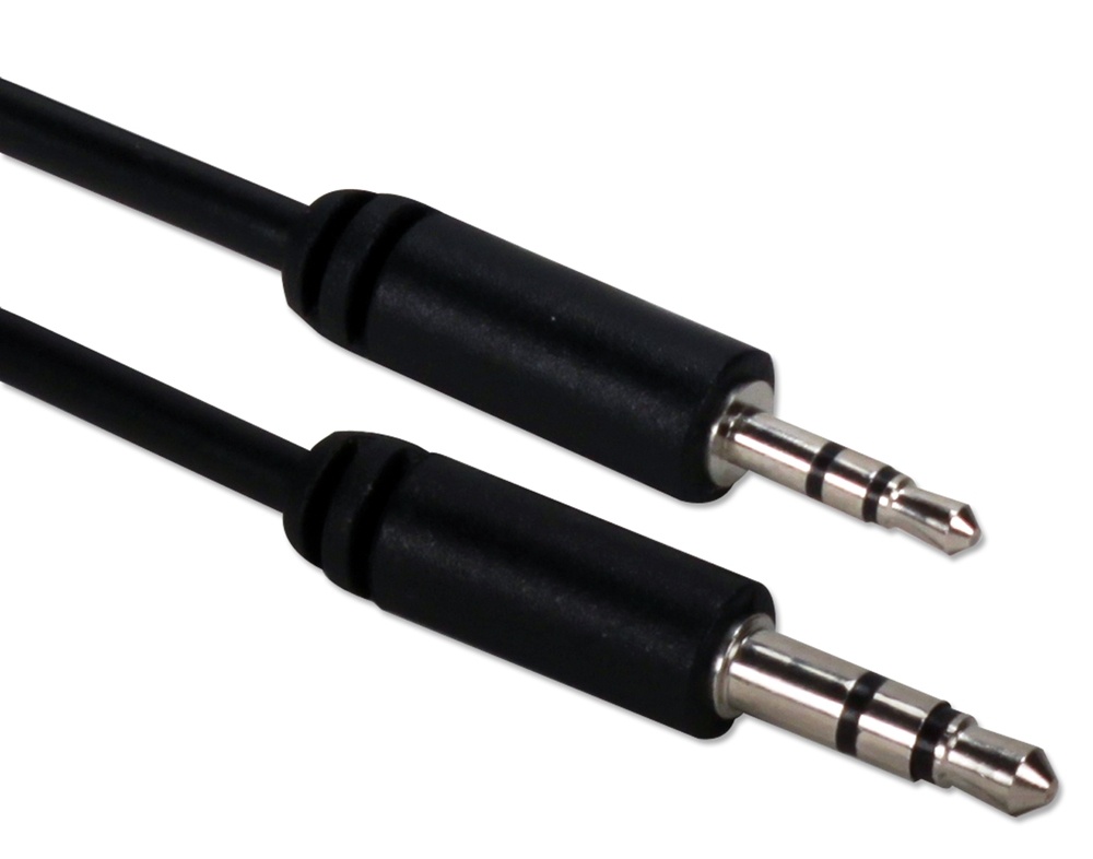 QVS Cable AUX 3.5mm Macho - 2.5mm Macho, 3.6 Metros, Negro | Cyberpuerta.mx