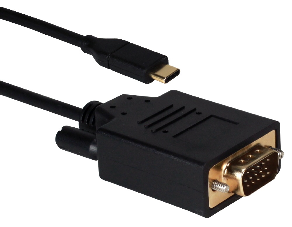 QVS Cable USB C Macho - VGA Maho, 90cm, Negro | Cyberpuerta.mx