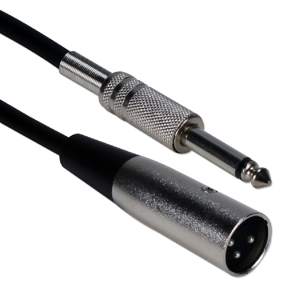 QVS Cable AUX XLR 3 pin Macho - 6.35mm TRS Macho, 4.5 Metros, Negro ...