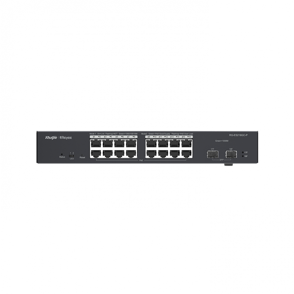 Switch Ruijie Gigabit Ethernet RG-ES218GC-P, 16 Puertos PoE 10/100 ...