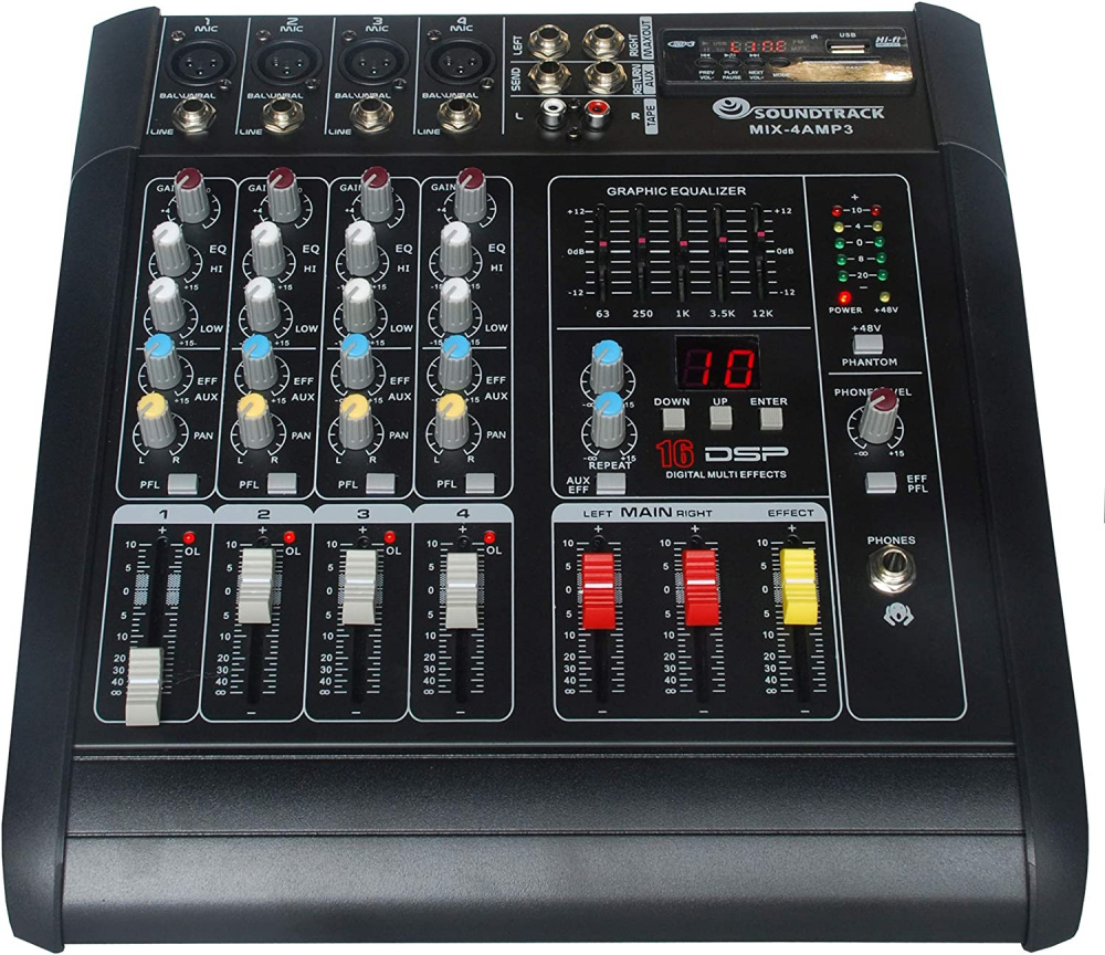 Compra Soundtrack Mezcladora MIX-4AMP3, 4 Canales, XLR, Gris MIX4AMP3 | Cyberpuerta.mx