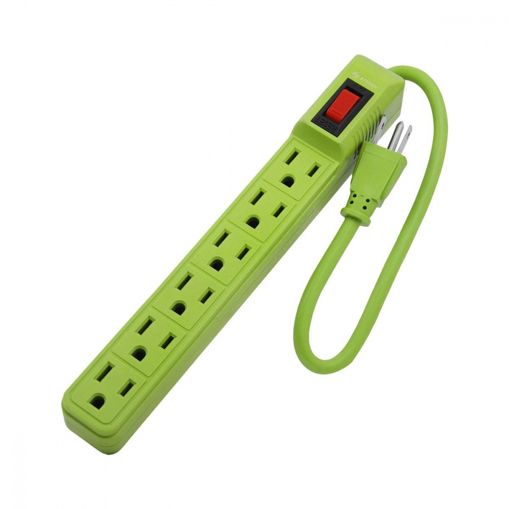 Steren Extensión Multicontactos 905-004RN, 6 Salidas AC, Verde ...