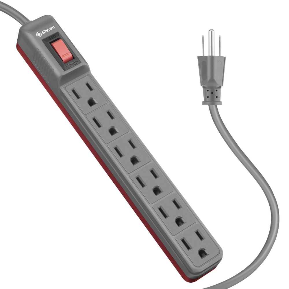 Compra Steren Extensión Multicontactos, 6 Salidas AC, Gris, 905-040CGR ...