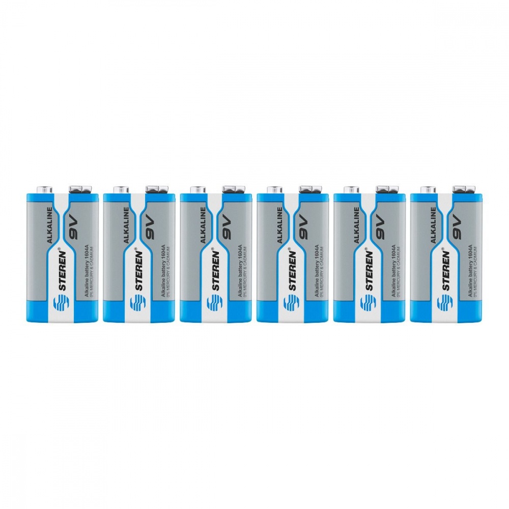 Compra Steren Pila Alcalina Desechable, 9V, 6 Piezas BAT-9V/6 ...