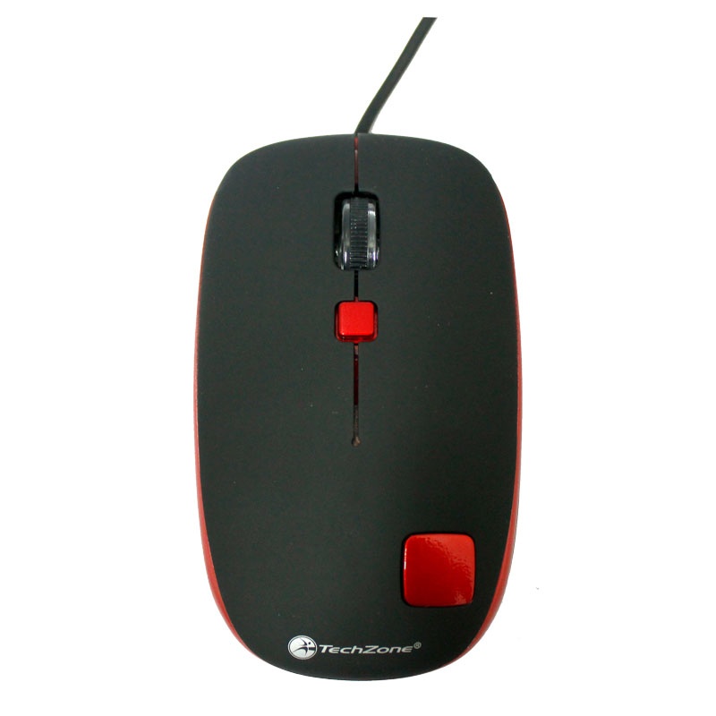 Mouse TechZone Óptico TZ15M21, Alámbrico, 800DPI, USB, Negro/Rojo ...