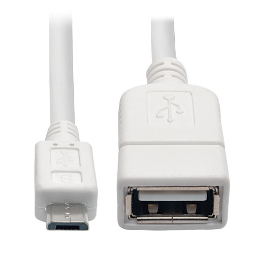 Tripp Lite by Eaton Cable USB Macho - Micro-USB B Hembra, 15cm, Blanco ...