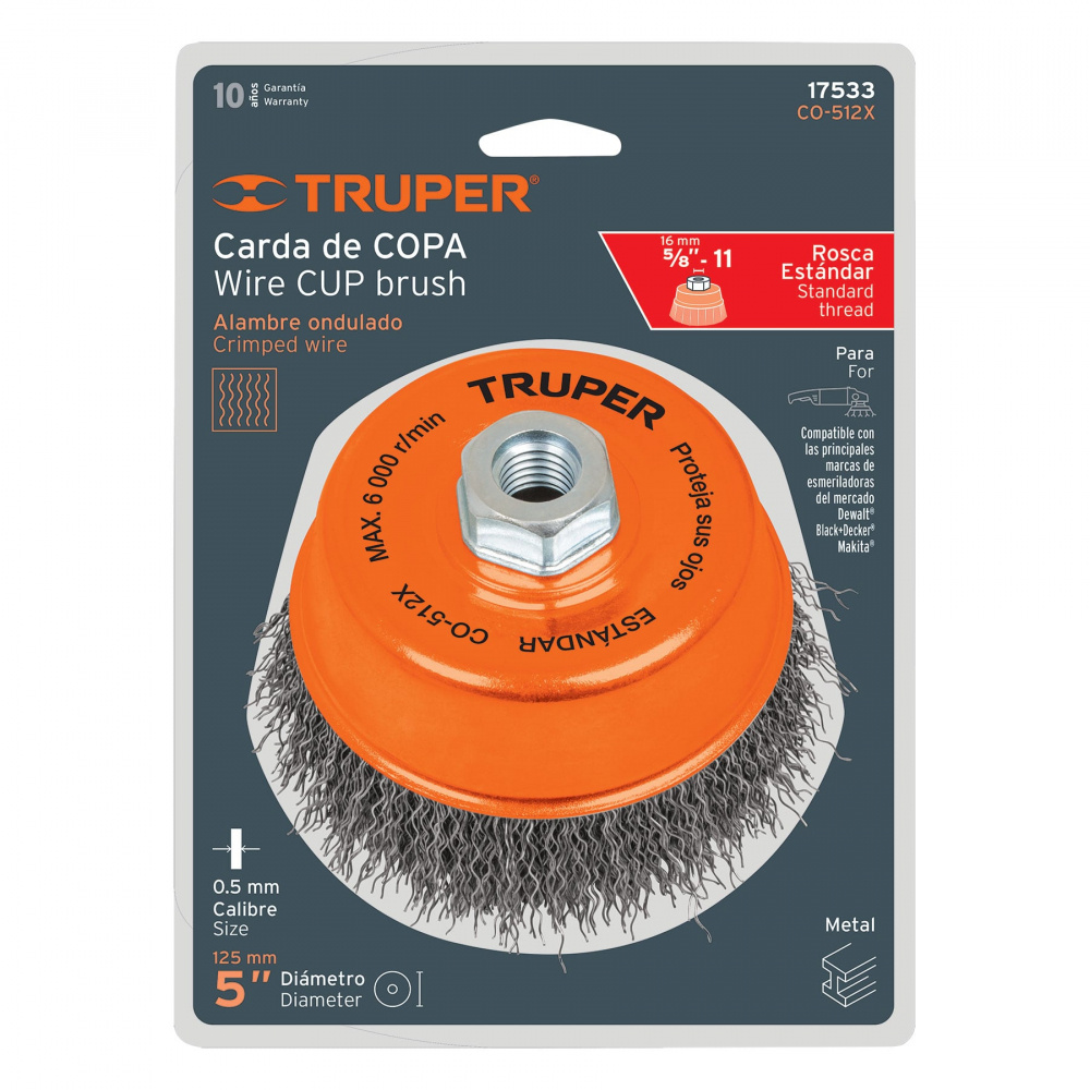 Truper Carda para Esmeriladora Angular CO-512X, 5", 22mm | Cyberpuerta.mx