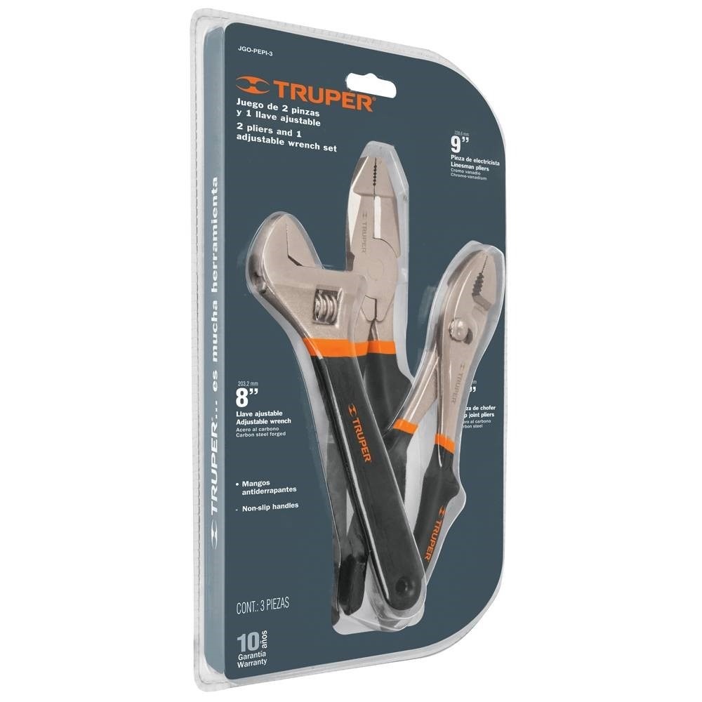 Truper Set de Pinzas, 3 Piezas, Cromado/Negro | Cyberpuerta.mx