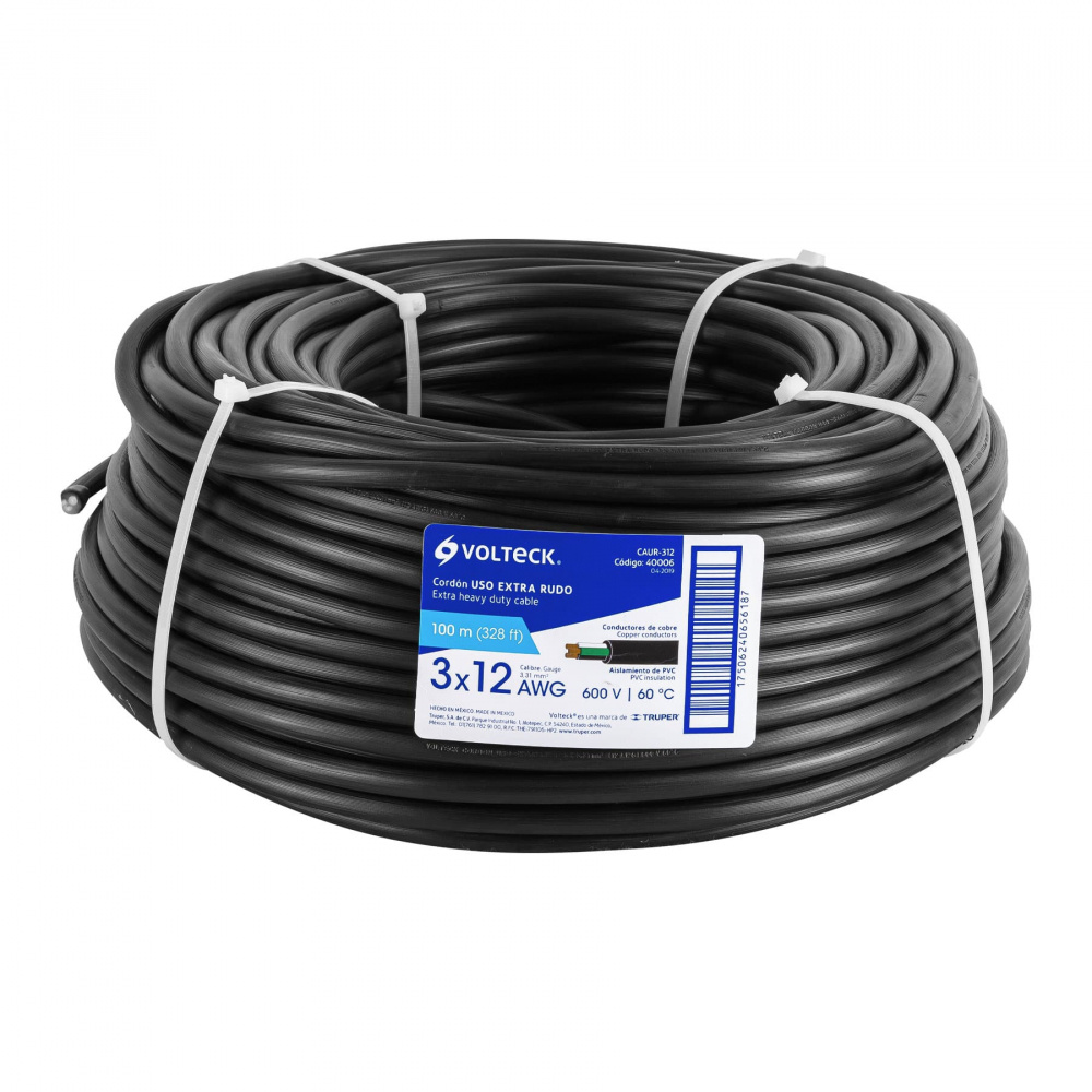 Compra Volteck Bobina de Cable de Uso Rudo Calibre 12 100m, 40006 ...