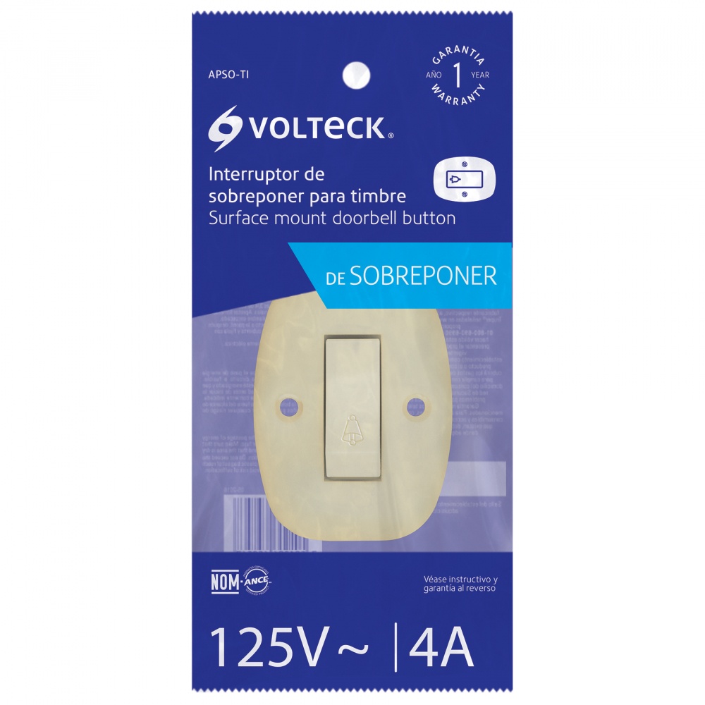 Compra Volteck Interruptor de Timbre APSO-TI, 1 Botón, Beige 46010 ...