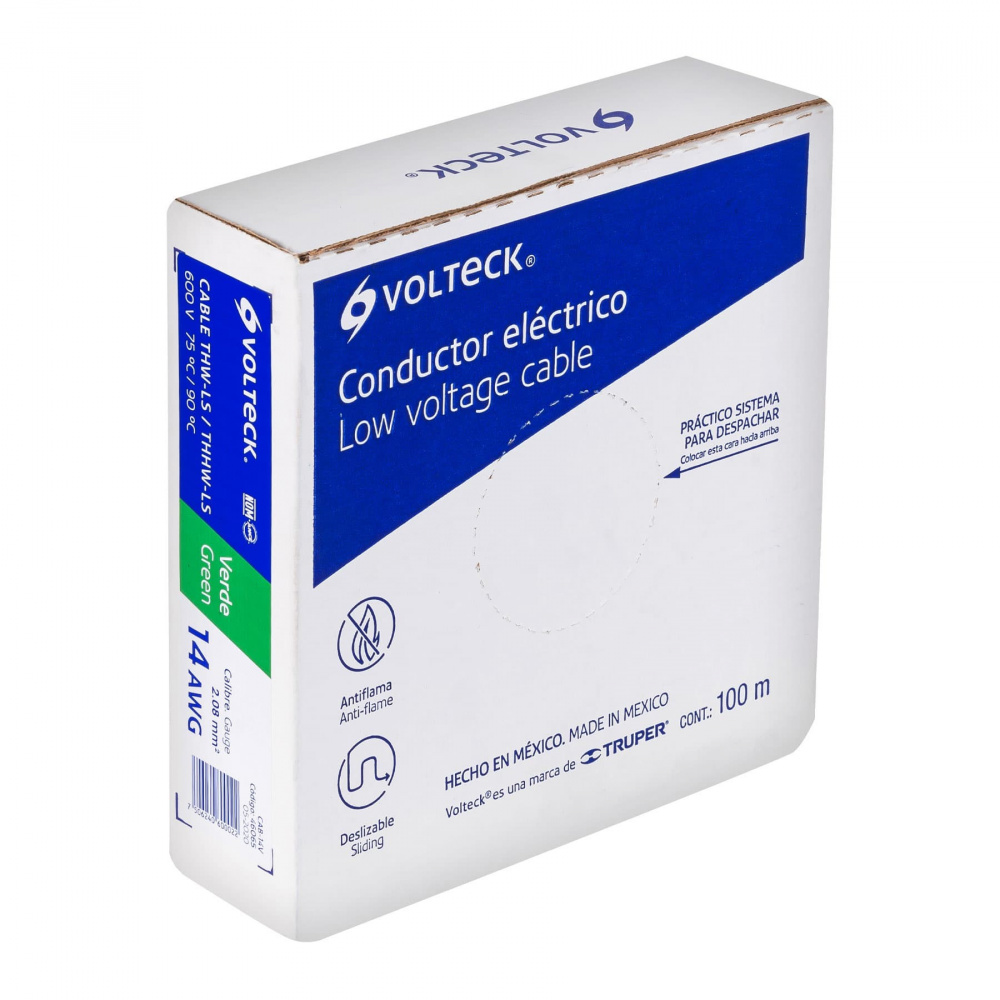 Compra Volteck Bobina de Cable de Cobre con Aislamiento 14 AWG Verde ...